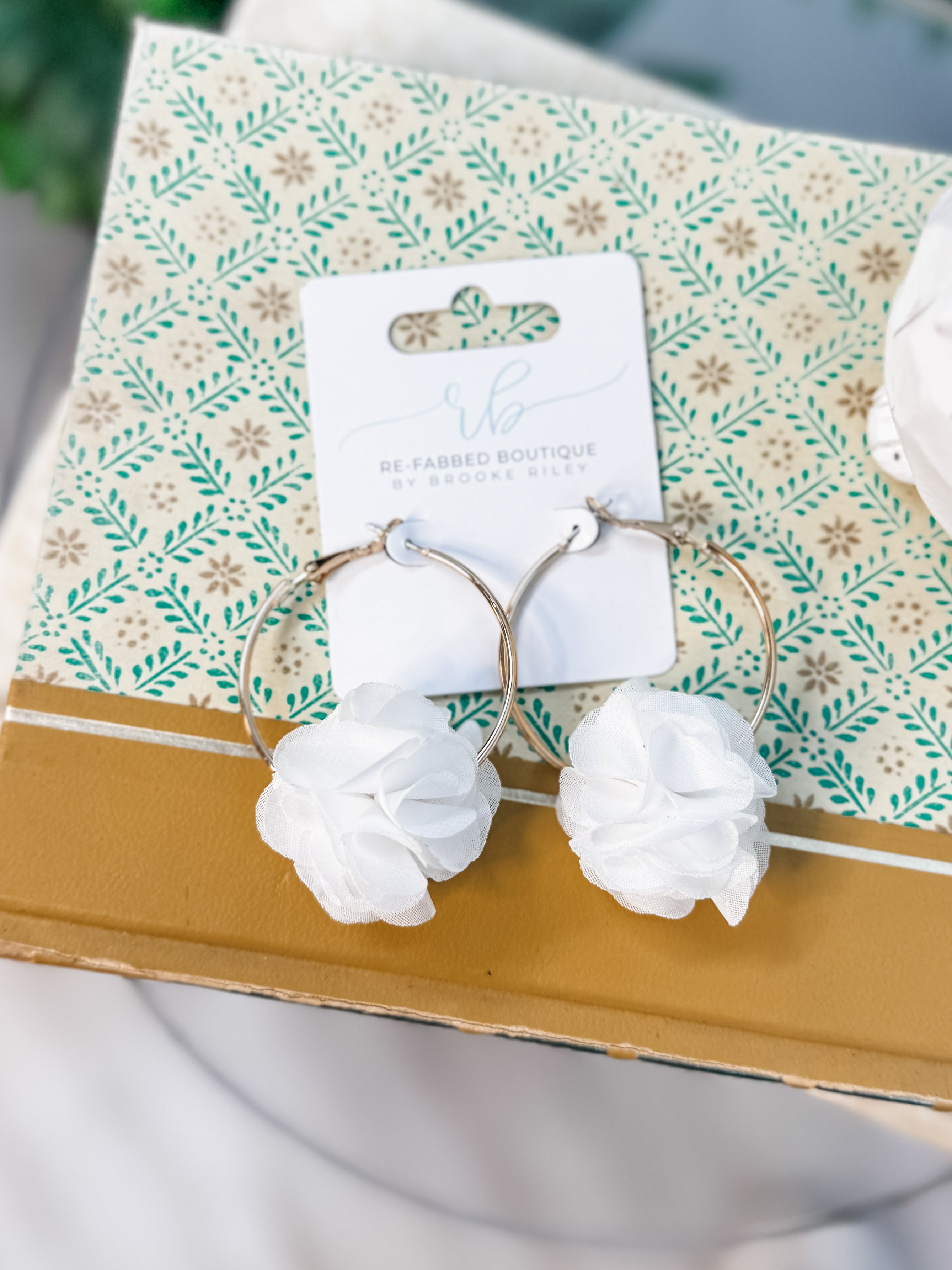 Flower Hoops - White – Re-Fabbed Boutique