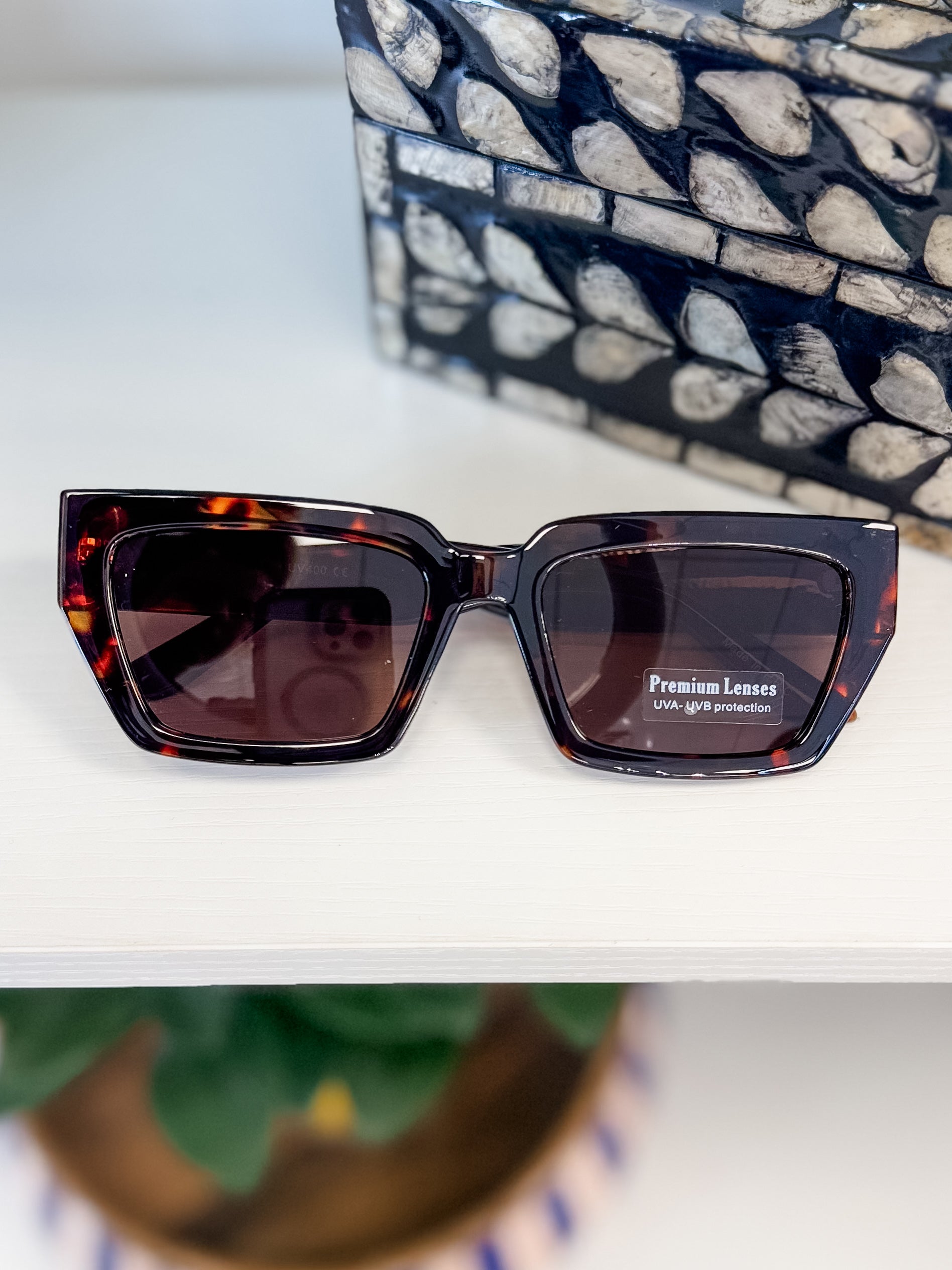 Rectangle Shape Sunglasses - Tortoise – Re-Fabbed Boutique