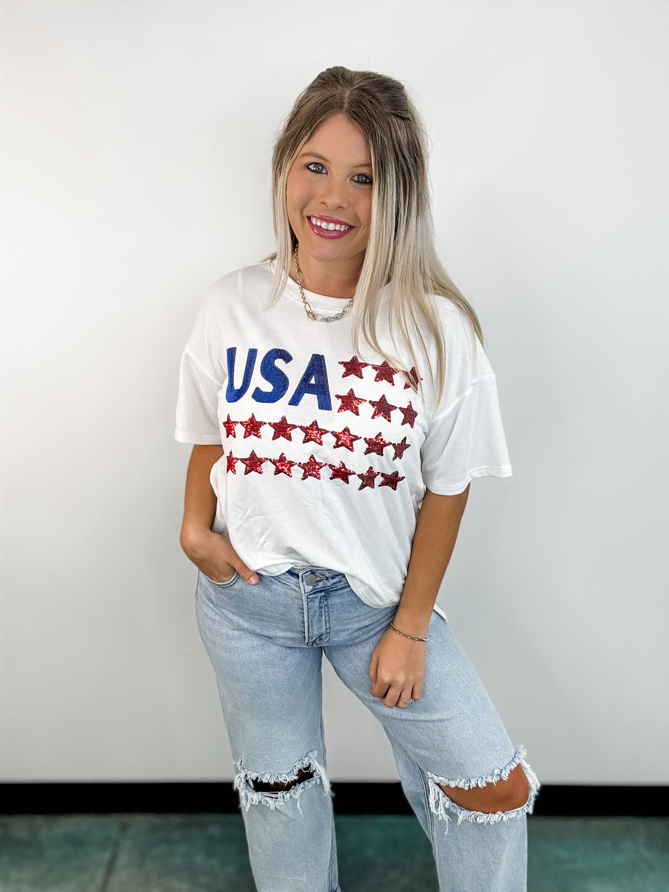 Star Spangled Shine Top FINAL SALE – Re-Fabbed Boutique