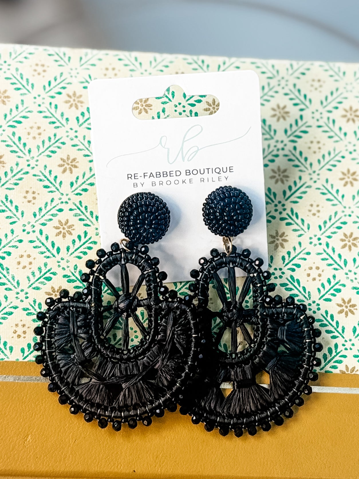 Dotted Crochet Pattern Drop Earrings - Black – Re-Fabbed Boutique