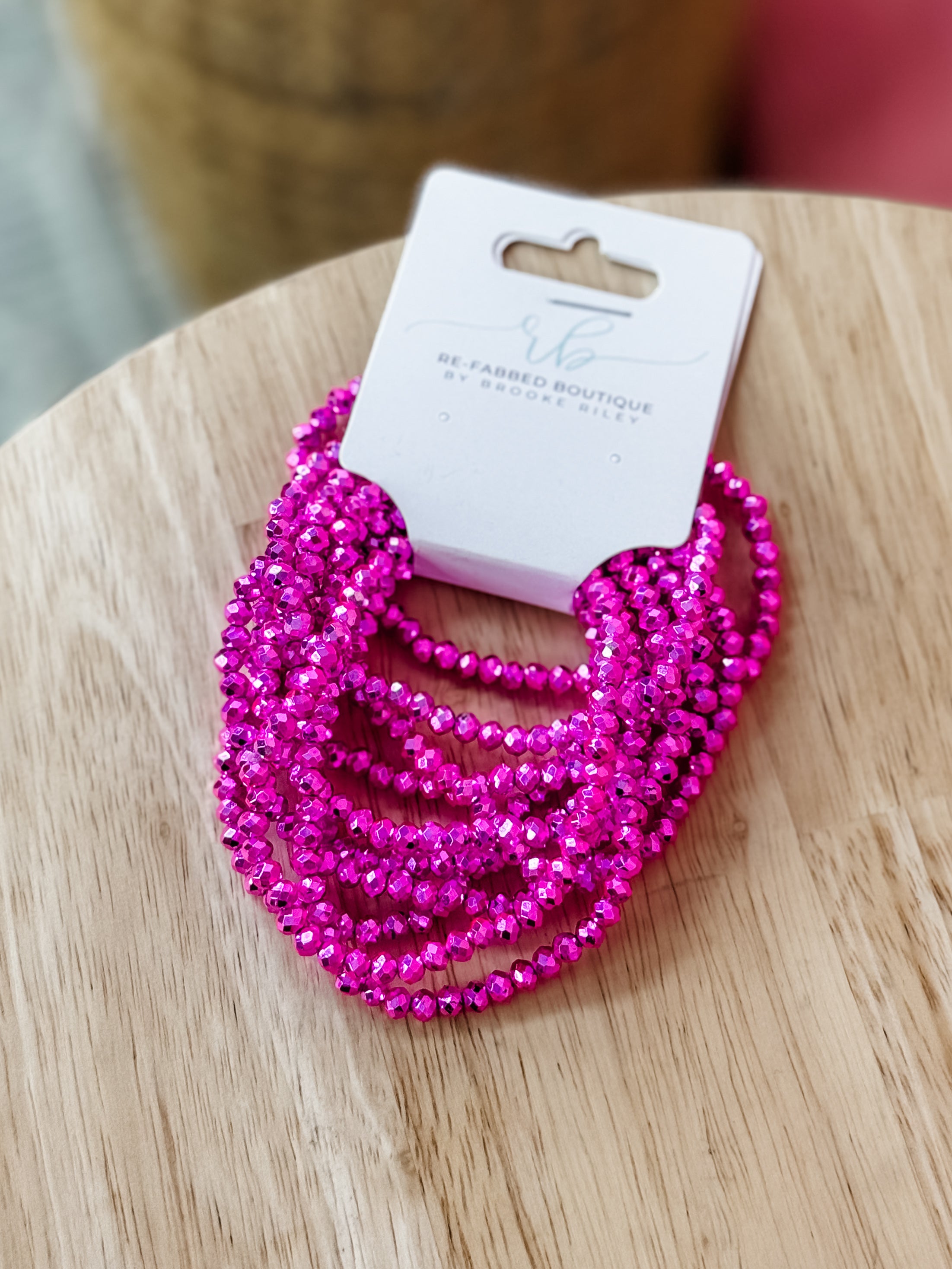 10 Row Facted Bracelet - Fuchsia – Re-Fabbed Boutique